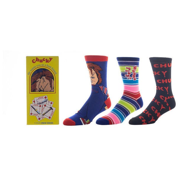 Chucky 3 Pair Socks Crew Box Set | Elm Street Toys